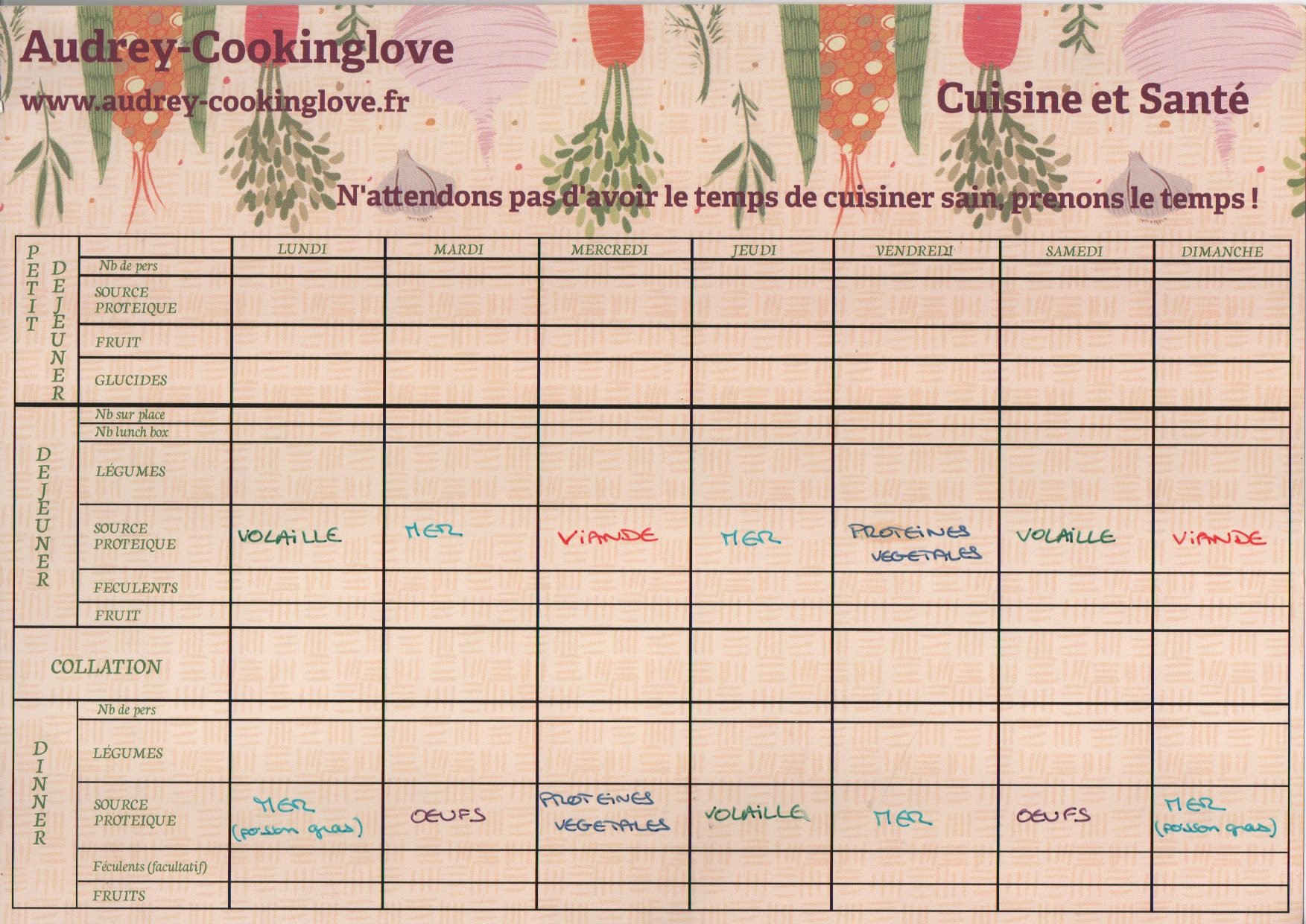 Meal Plan : prévoir les repas de la semaine ! – Audrey-CookingLove